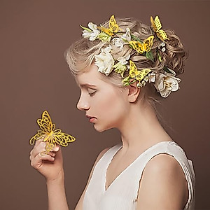 Butterfly Decorations - 48 Pcs, 4 Styles, 3D Wall Decor, Gold, Baby Shower, Flower Arrangements