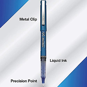 Pilot Precise V7 Stick Rolling Ball Pens, Fine Point, Blue Ink, 6 Pack