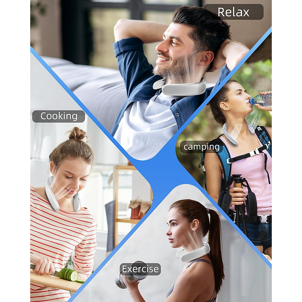 LINFOX Neck Fan,Portable Ultrathin Bladeless Neck Fan,4000mAh Rechargeable Battery Powered,3 Speeds Adjustable,Relaxed Without Feeling,Travel Essentials for Women and Man,Top Holiday Gifts(White)