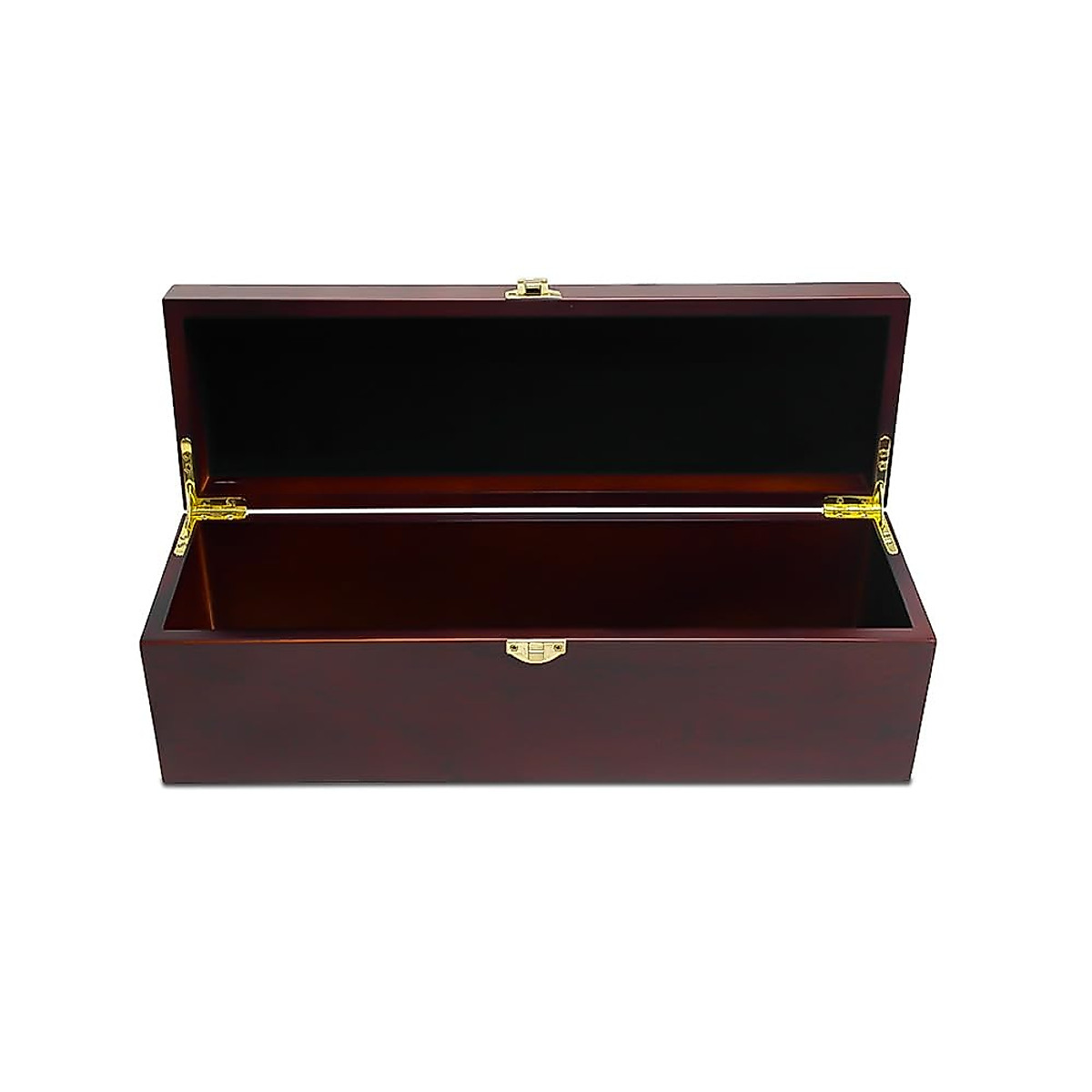 Lutong Wooden Storage Box with Hinged Lid and Front Clasp for Craft Gifts storage box - 14.29" x 4.41" x 4.6" - Brown color
