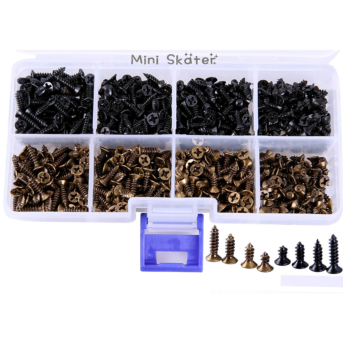 Mini Skater 800PCS #3 Small Cross Flat Head Tapping Screws Black Oxide Wood Screws Kit and Assortment ! (Black and Bronze)