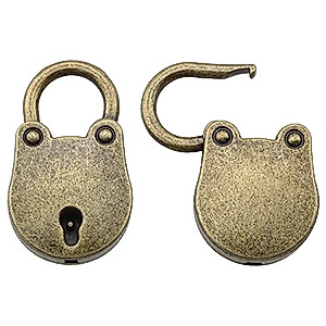 JianLing 2 Sets Mini Antique Bronze Locks and Keys, Retro Vintage Small Metal Padlock Archaize Style Lock Mini Lock with Key (1 Lock + 1 Key)
