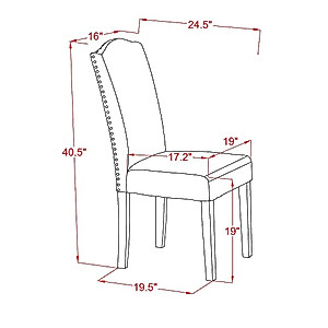 East West Furniture Dudley 7 Piece Set Consist of a Rectangle Dining Room Table and 6 Dark Coffee Linen Fabric Upholstered Parson Chairs, 36x60 Inch, Mahogany