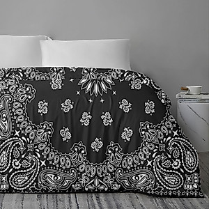 Denorn Black Paisley Bandana Bedding Sheet Bed 3-Pieces Duvet Cover Set Comfy 2 Pillowcases Queen(90"×90")