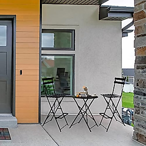 HollyHOME Patio Premium Steel Bistro Chair, Set of 2, 44"(H) Counter Pub Bar Stool, Accent Camp Folding High Chair, Anti-Rust Outdoor&Indoor Garden Furniture for Party, Porch, Black