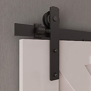 CCJH Sliding Barn Door Hardware Kit 4FT for Single Wood Door Heavy Duty Slide Smoothly and Quietly