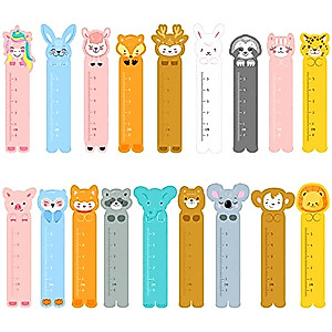 HOTOP 36 Pcs Cute Animal Funny Bookmarks for Kids PVC Cartoon Kawaii Bookmark with Ruler Office School Gift Ideas Stationery Reading Accessories Book Lovers
