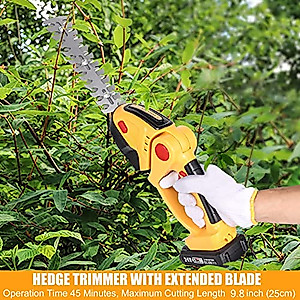24V Cordless Grass Shear & Hedge Trimmer, 2 in 1 Electric Mini Hedge Trimmer, Handheld Grass Cutter Clippers Power Hedge Trimmers with 1500mAh Rechargeable Battery & Charger for Gardening