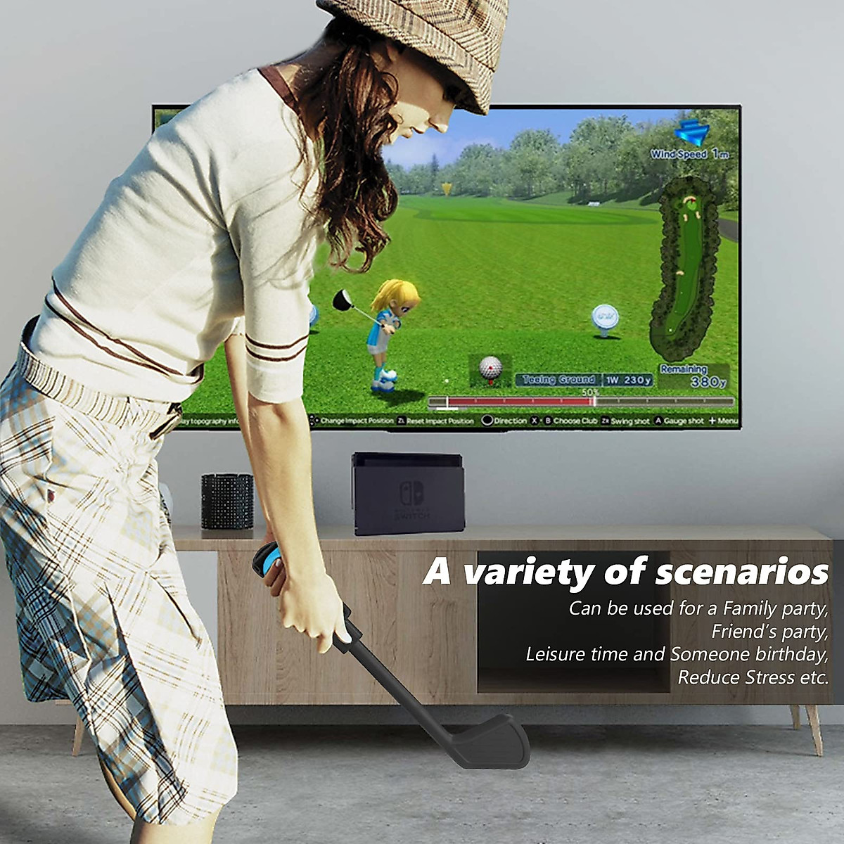 LYCEBELL Golf Club for Nintendo Switch/Switch OLED, Compatible with Mario Golf Super Rush, Switch Sports Accessories, Switch Mario Golf Club Grips - 2 Pack