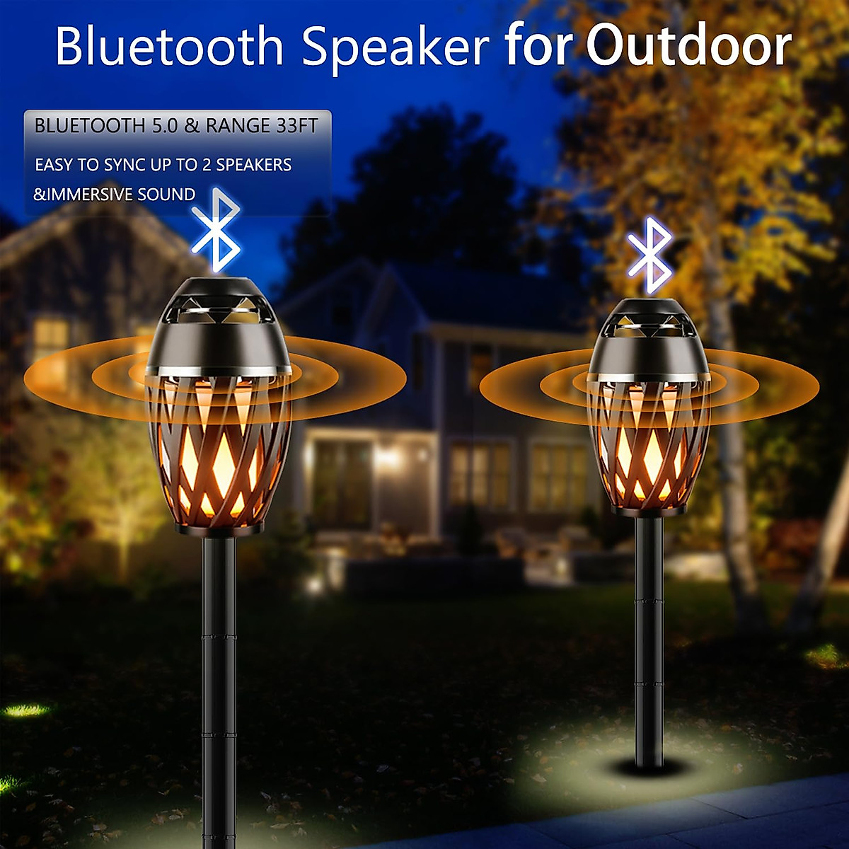 Tioneger Flame Outdoor Bluetooth Speakers, LED Table Lamp Speaker, Flame Light Speaker, Portable Wireless Waterproof Outdoor/Indoor LED Flickers Speaker with Handle, Gifts for Men (A1)