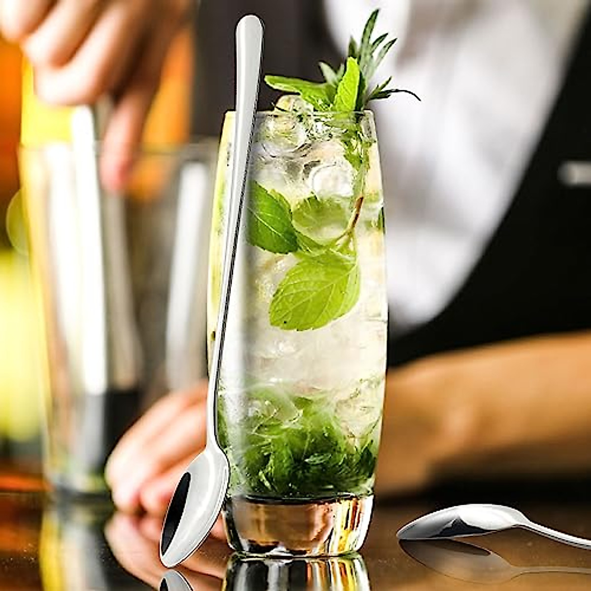 homEdge Stainless Steel Long Handle Spoon, 8.3 Inches Cocktail Stirring Spoons, Coffee Spoon,Set of 12