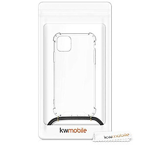 kwmobile Crossbody Case Compatible with Apple iPhone 11 Pro Max Case - Clear TPU Phone Cover w/Lanyard Cord Strap - Transparent/Black