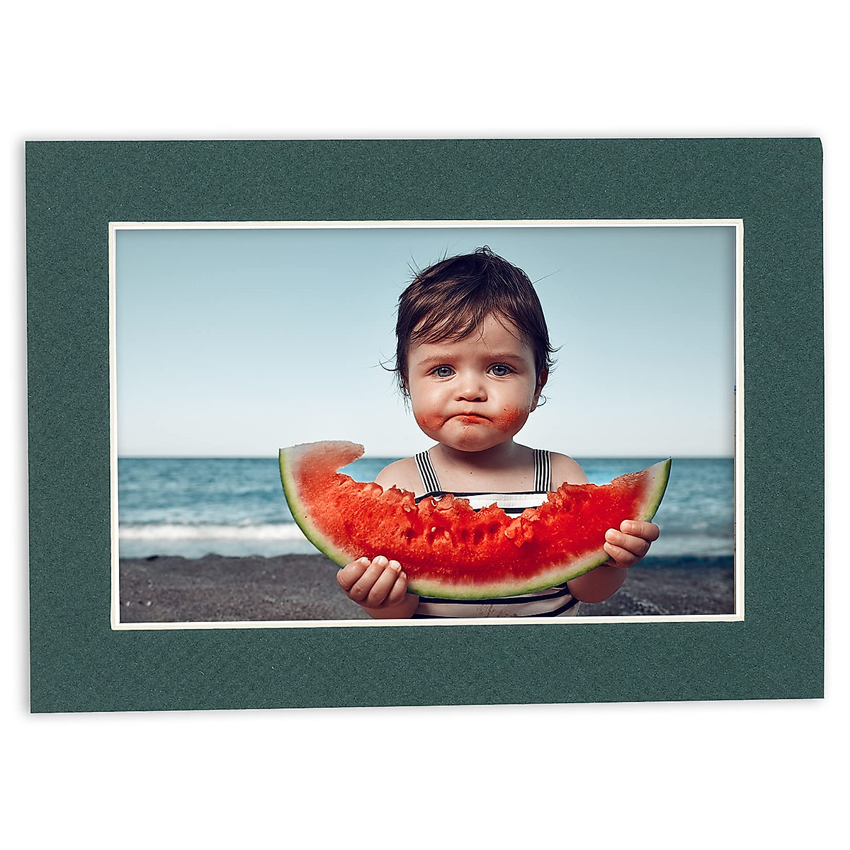 Pack of TEN 16x20 Mats Bevel Cut for 13x16 Photos - Acid Free Forest Green Precut Matboards For Pictures, Photos, Framing - 4-ply Thickness