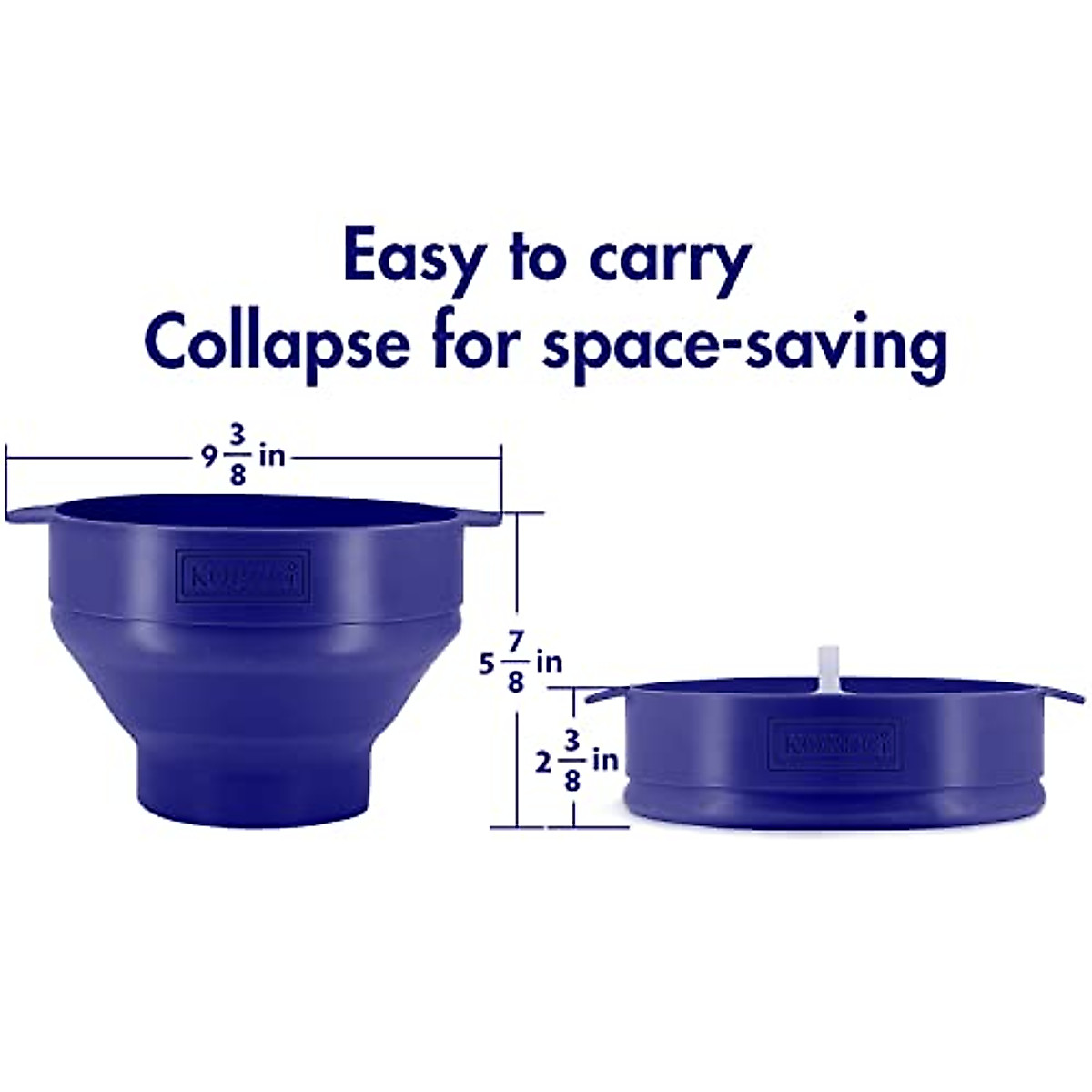 The Original Korcci Microwaveable Silicone Popcorn Popper, BPA Free Microwave Popcorn Popper, Collapsible Microwave Popcorn Maker Bowl, Dishwasher Safe - Blue