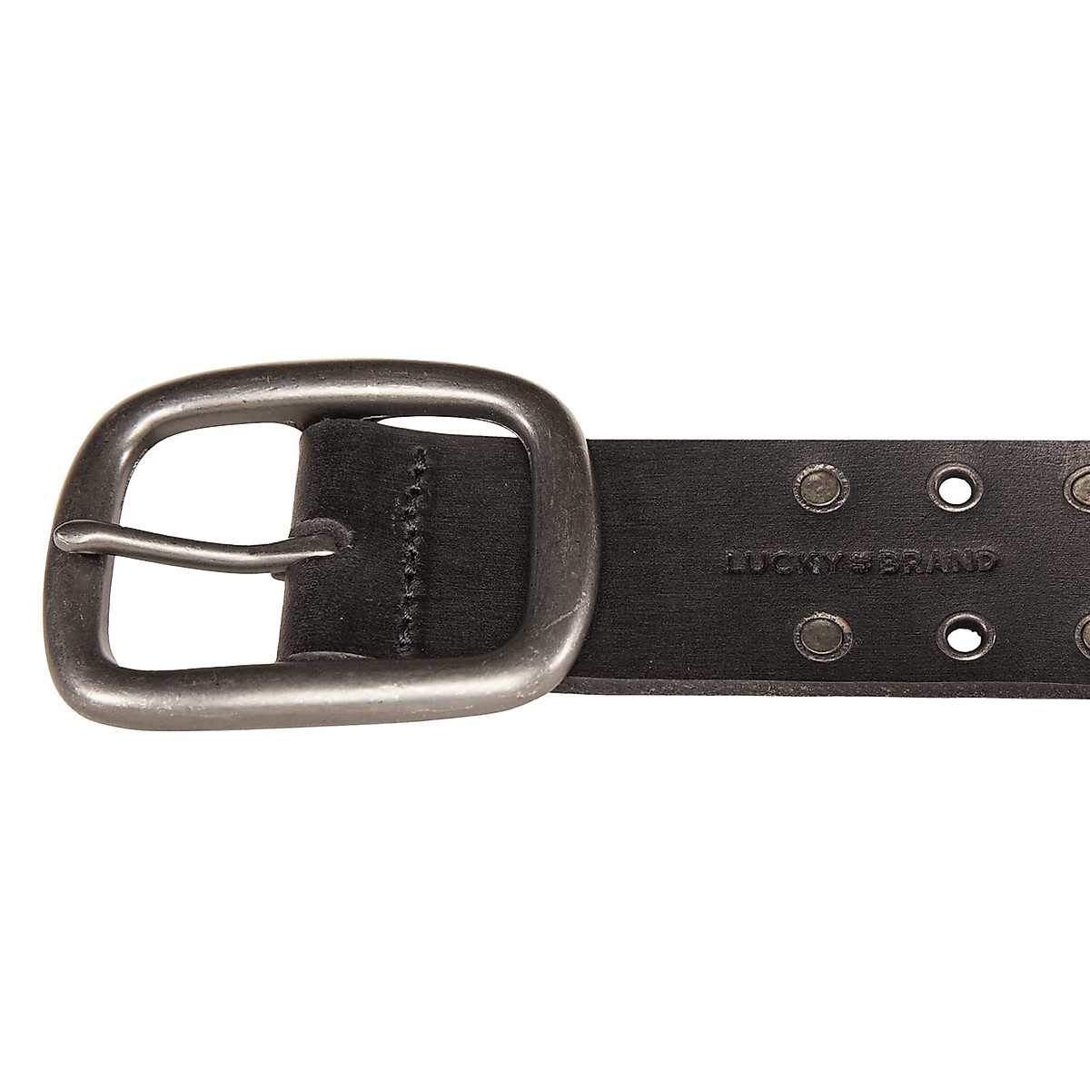 Lucky Brand Men Casual Leather Belt, Grommet and Stud-Black, 36