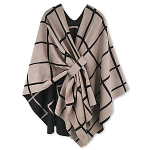 Moss Rose Women's Travel Gift Shawl Wrap Poncho Ruana Cape Open Front Cardigan for Fall Winter Holiday
