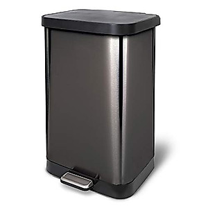 Glad 20 Gallon / 75.5 Liter Extra Capacity Stainless Steel Step Trash Can with CloroxTM Odor Protection, Pewter