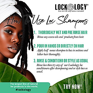 Lockology Loc Shampoo Dreadlock Shampoo with Peppermint Tea Tree, Organic Shampoo For Dreads | Dreadlock Hair Products