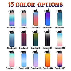Personalized Water Bottles for Kids, Gradient 18oz Custom Name Stainless Steel Sports Water Bottle with Straw-Double Wall Insulated Gift Cup for Girls Boys Women Men School Sports