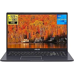 ASUS Vivobook Go 15 L510 Student Laptop, 15.6" FHD Display, Intel Celeron N4020 Processor, 4GB RAM, 64GB eMMC, 1 Year Microsoft 365, Thin & Light, Windows 11 S, Bundle with JAWFOAL