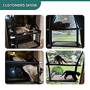 Cat Window Perch, Cat Hammock Window, Free Fleece Blanket Extra Large Sturdy Cat Bed Cat Resting Seat Space Saving for Indoor