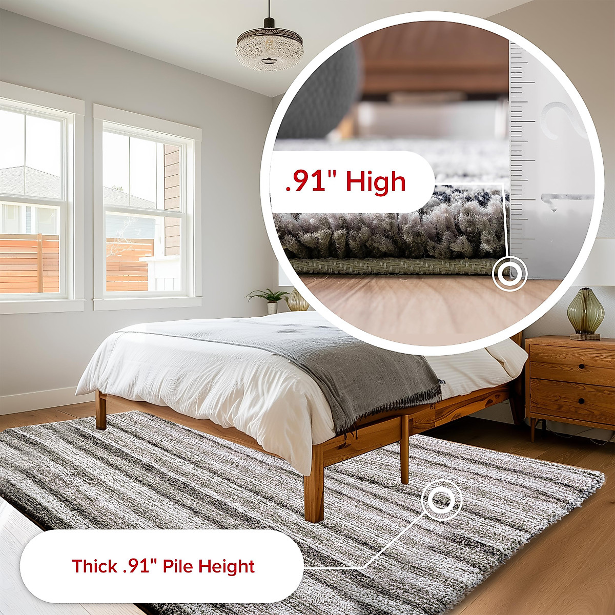 nuLOOM Drey Striped Shag Area Rug - 6x9 Shag Area Rug Casual Gray Multi/Brown Rugs for Living Room Bedroom Dining Room Nursery