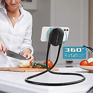 B-Land Magnetic Phone Holder for MagSafe, Adjustable Neck Phone Holder Gooseneck Cell Phone Holder for Bed, Only Work for iPhone 13, 13 Pro, 13 Mini, 13 Pro Max, 12, 12 Pro, 12 Pro Max (Black)