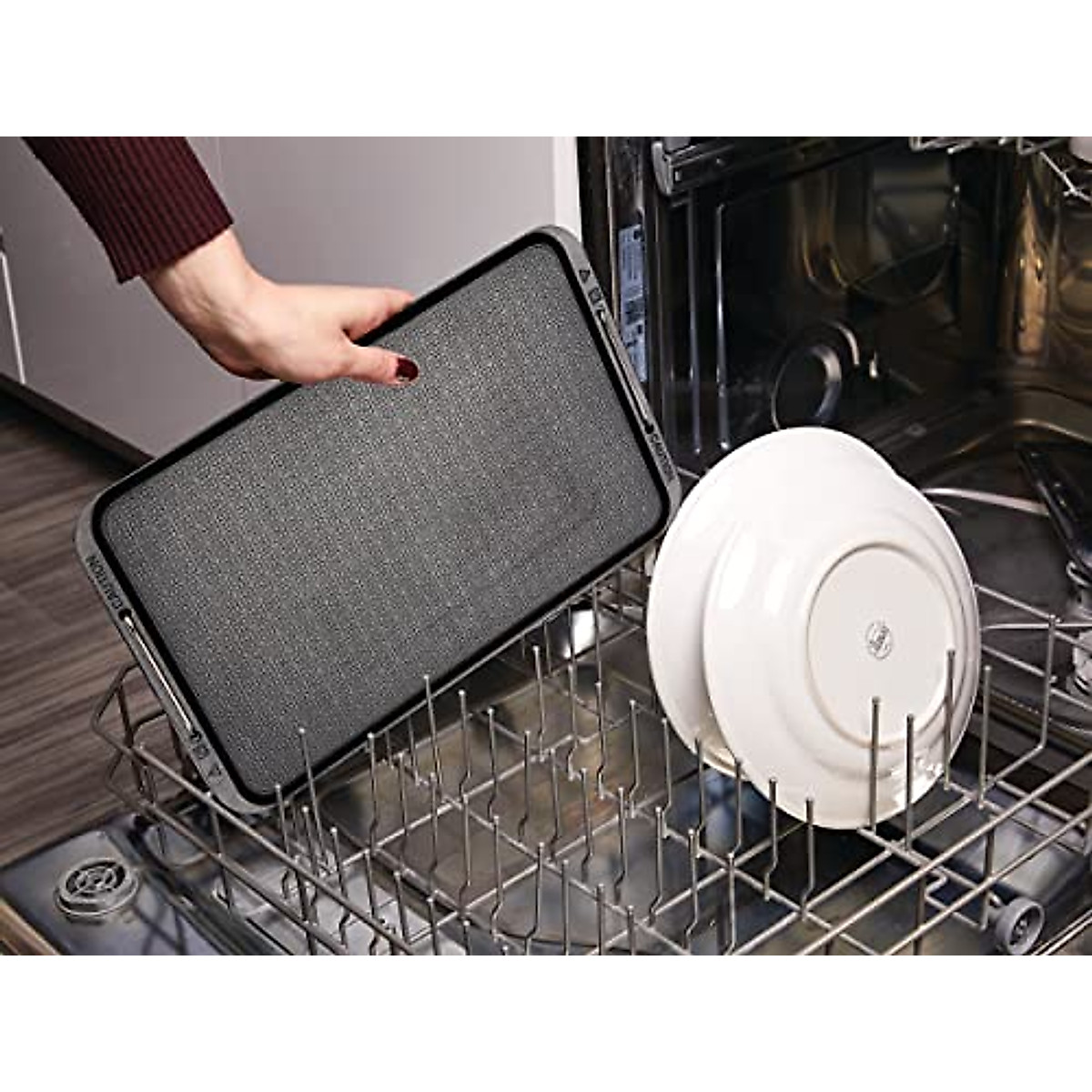 Power XL Smokeless Electric Indoor Removable Grill and Griddle Plates, Nonstick Cooking Surfaces, Glass Lid, 1500 Watt, 21X 15.4X 8.1, black