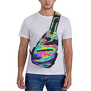 Psychedelic Trippy Sling Backpack,Casual Crossbody Shoulder Backpack Sling Bag Chest Daypack for Men Women Sport Hiking Gym