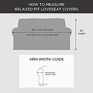 SureFit Duck Cotton Loveseat Box Cushion Slipcover - One Piece Slipcover, Relaxed Woven Fit, 100% Cotton, Machine Washable