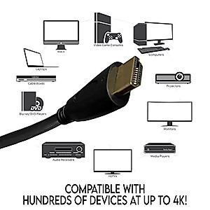 Acuvar Ultra High Speed 3 ft HDMI Cable Gold Plated 4K @ 60Hz, Ultra HD, 1080P & ARC Compatible with Laptop, Gaming PC, Monitor, PS5, PS4, Xbox X, One, Fire TV, Apple TV, ROKU, Soundbar & More
