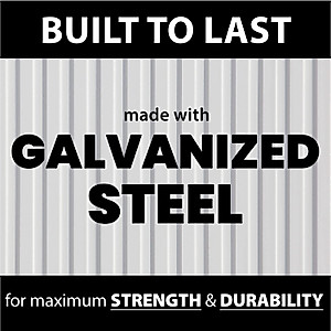 Hanover Galvanized Steel Single Door Patio Storage Shed for Garden Tools with Twist Lock and Key Security, 2 Tool Hooks (3'x3'x6') Dark Gray, White Rust Resistant Outdoor Storage for Yard Supplies