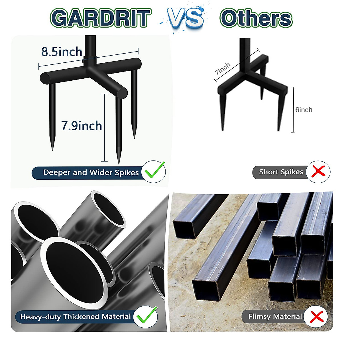 GARDRIT Garden Hose Holder, Black, Detachable, Easy Assembly, Rust Resistant