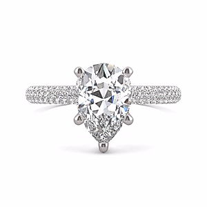 14K White Gold Moissanite by Charles & Colvard 10x7mm Pear Engagement Ring-size 8 2.45cttw DEW