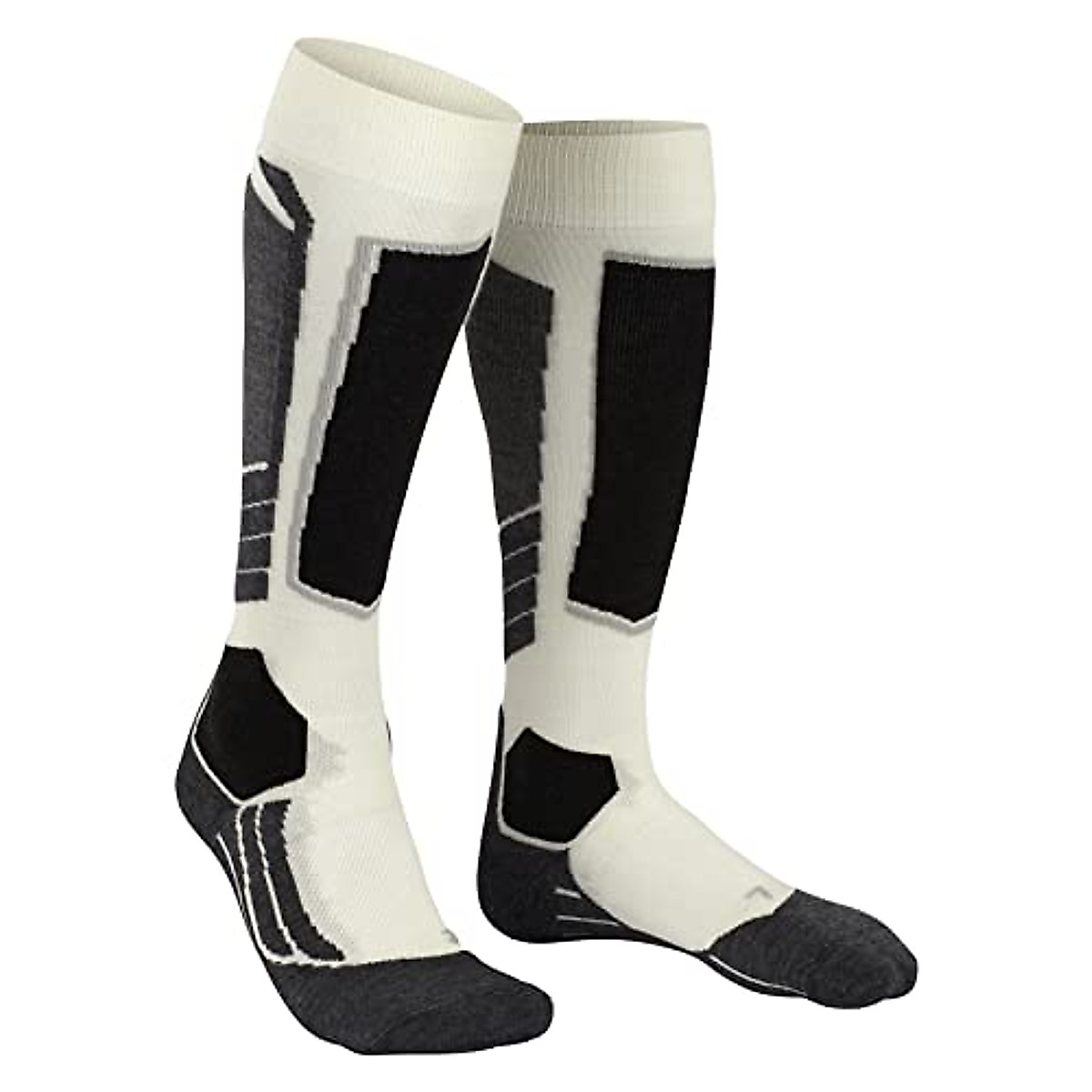 FALKE Women's SK2 Wool Ski Socks, Merino, Knee High, Mid Weight, Breathable Quick Dry, Warming Winter Athletic Sock, White (Off-White 2040), 6.5-7.5, 1 Pair