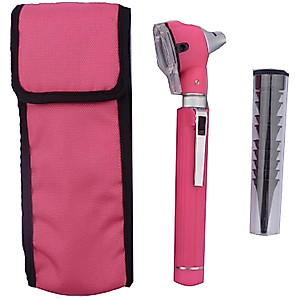 Tufail Compact Pocket Size Fiber ENT Optic Mini Otoscope Pink Color