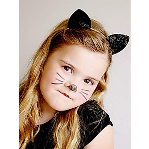ZOONAI Girls Glitter Cat Ears Headband Cute Hair Band Halloween Christmas Cosplay Party Costume