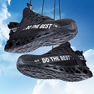 Furuian Steel Toe Shoes for Women Men Lightweight Steel Toe Sneakers for Women Puncture Proof Comfortable Safety Shoes Black