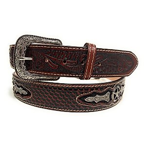 1 3/4" Wide Genuine Leather Western Style Leather Belt, Cowboy Rodeo Concho Ranger Style Belt (Brown, 32)