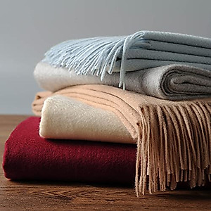 EP Mode 100% Pure Cashmere Throw Blanket for Sofa, Classic Design with Gift Box (Merlot)