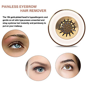 SiKii Eyebrow Hair Remover, Painless-Precision Eyebrow Trimmer Brows Epilator Eye Brow Facial Face Razor for Face Lips Nose Facial Hair Removal with LED Light for Women Men (Rose Gold)