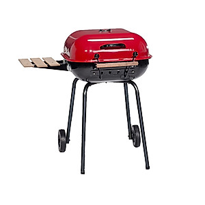 Americana Swinger Charcoal Grill with One Side Table, Red