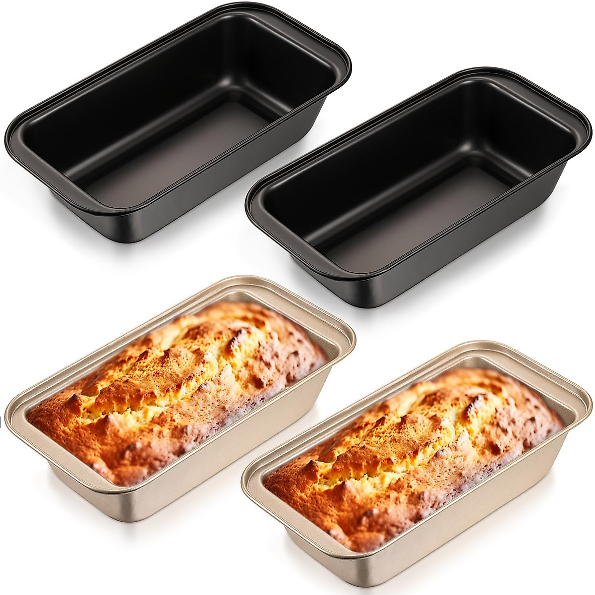 Patelai 4 Pieces Nonstick Bread Pan Loaf Pan 8.5 x 4.5 Inch Carbon Steel Kitchen Baking Tin Rectangle Bakeware for Home Baking Bread Cake or Pies