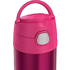 THERMOS FUNTAINER 12 Ounce Stainless Steel Vacuum Insulated Kids Straw Bottle, Pink and Thermos Replacement Straws