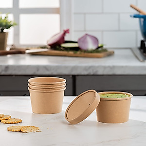 Comfy Package [8 oz. - 25 Count Kraft Paper Food Containers with Vented Lids - To Go Hot Soup Bowls, Disposable Ice Cream Cups, Ideal for Hot and Cold Foods
