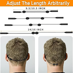 DUXAA Adjustable Glasses Strap 4PCS, Sports Sunglasses Strap Holder Fits Most Sunglasses, No Tail Anti-Slip Eyeglasses Strap (Black, 14 Inch)