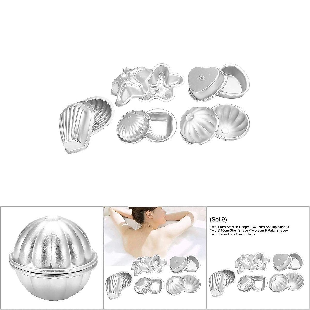 DIY Molds Aluminium, Metal Bath Bomb Molds, DIY Bath Bomb Mold Kit, DIY Bathtub Bomb Molds with Sea Creature Shapes, Soap Molds, Cake Molds, Candle Molds for Fizzy Bombs(9)