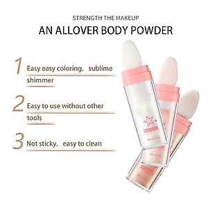 3 Color Glitter Powder Highlighter Makeup, Body Brightens the Natural Three-Dimensional Face Blusher Fairy Highlight Patting Powder.