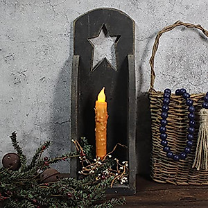 CVHOMEDECO. Real Wax Hand Dipped Battery Operated LED Timer Taper Candles Rustic Primitive Flameless Lights Decor, 6-3/4 Inch, Orange, 2 PCS in a Package