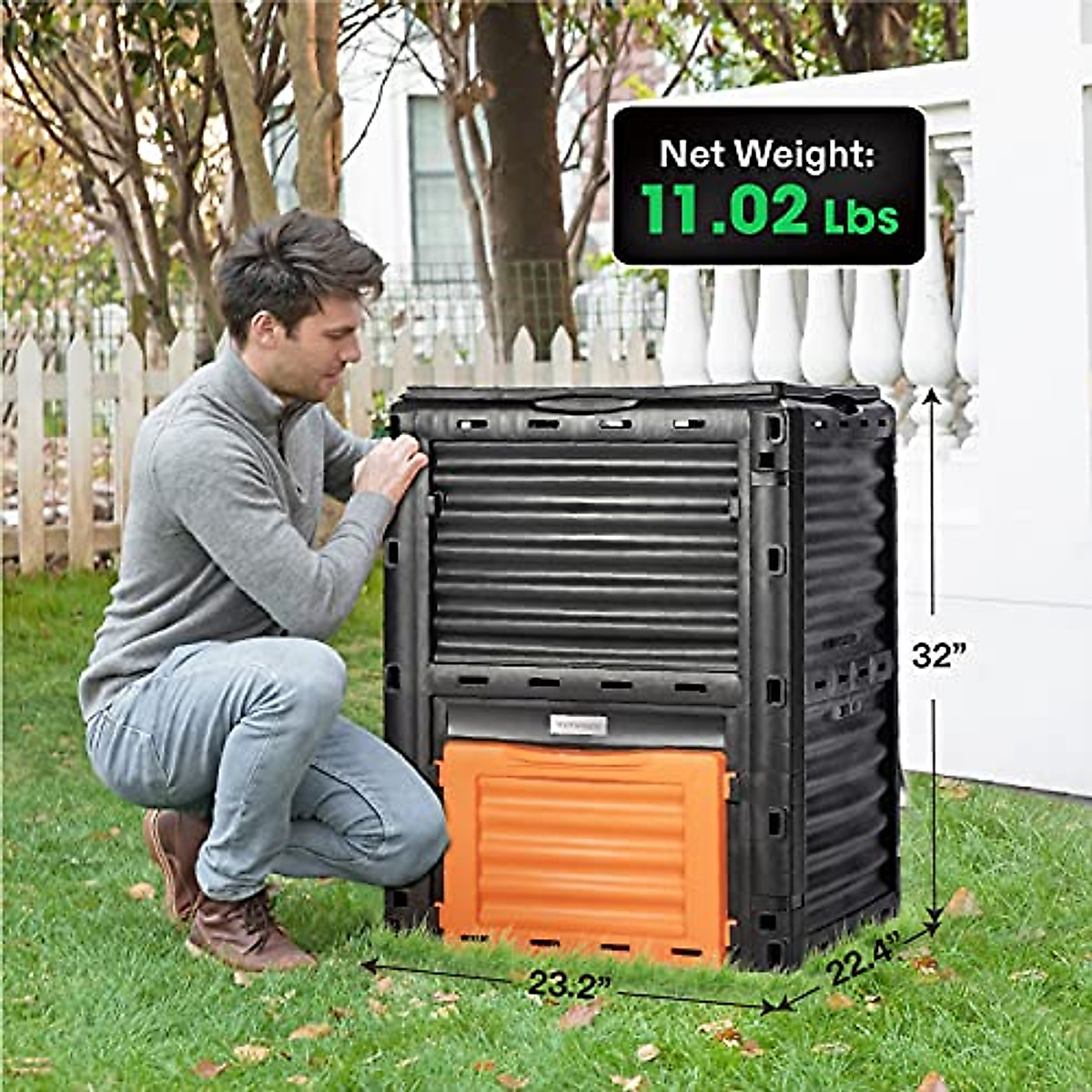 VIVOSUN Compost Bin 80Gallon (300L), Outdoor Composter W/Large Capacity ...